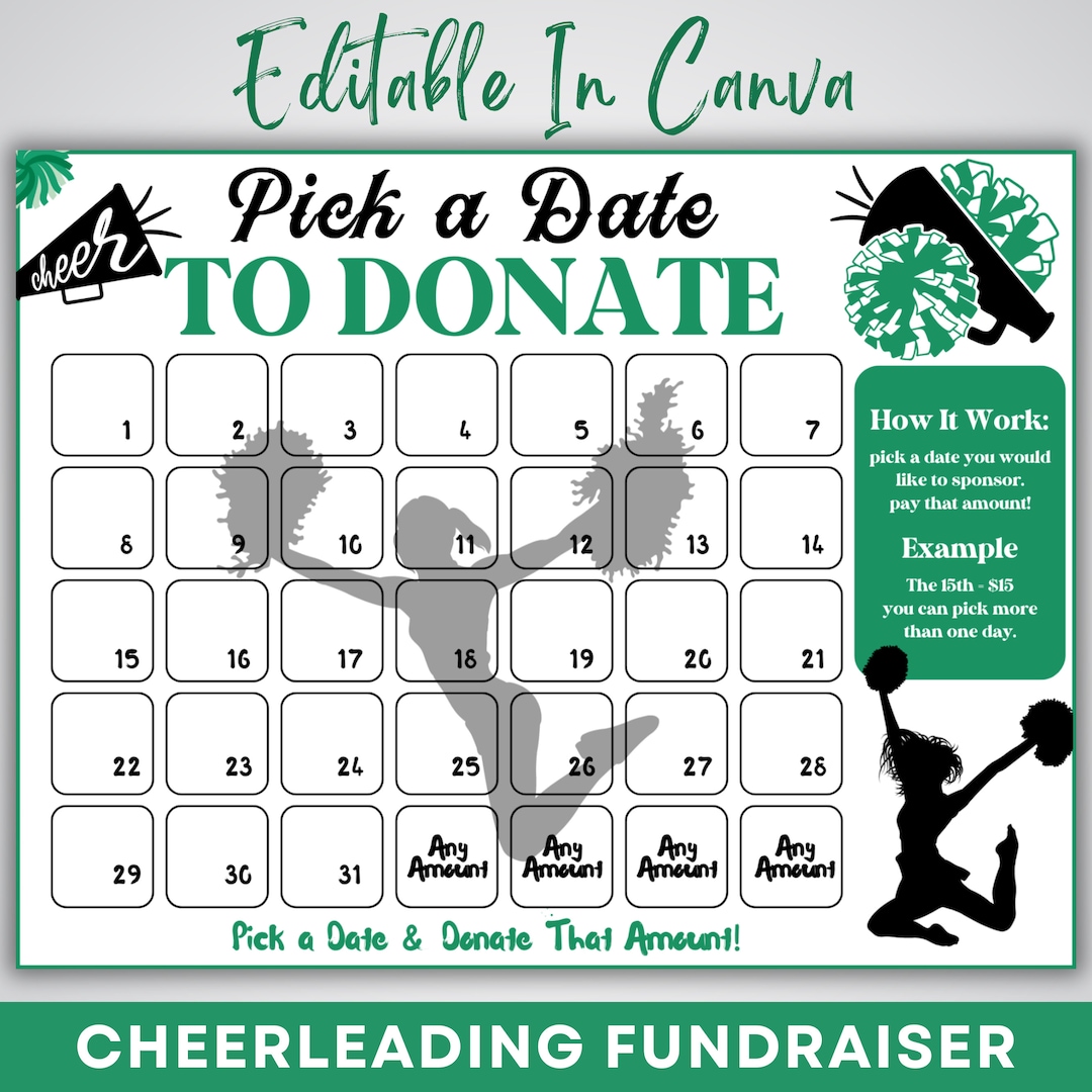 Fundraising Calender Cheer, Pick a Date Donation Cheer Calendar ...