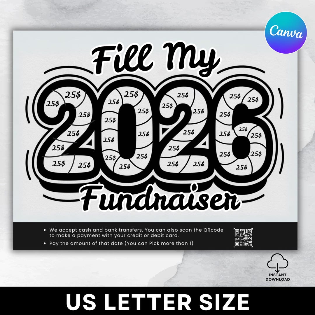 Fill My 2026 Fundraiser Template, Editable Year 2026 Black Out Board ...
