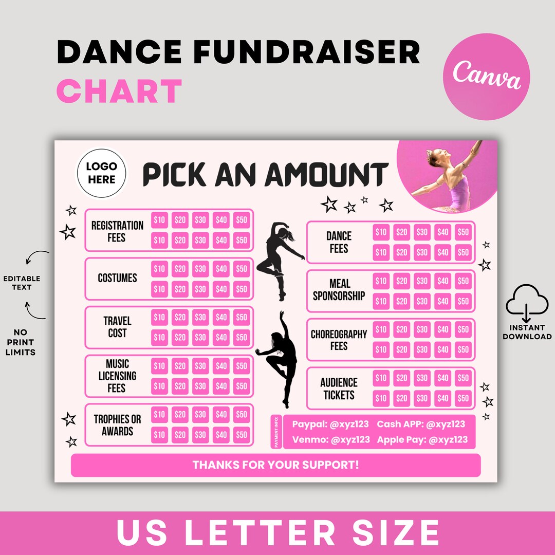 Pay for Your Day Calendar Fundraiser, Dance Calendar Fundraiser Canva Template, Pick a Date ...