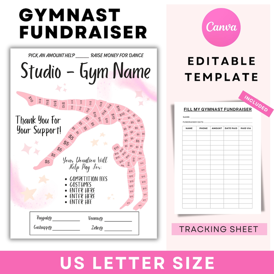 Editable Gymnastic Fundraiser Canva Template, Pick A Date to Donate My ...