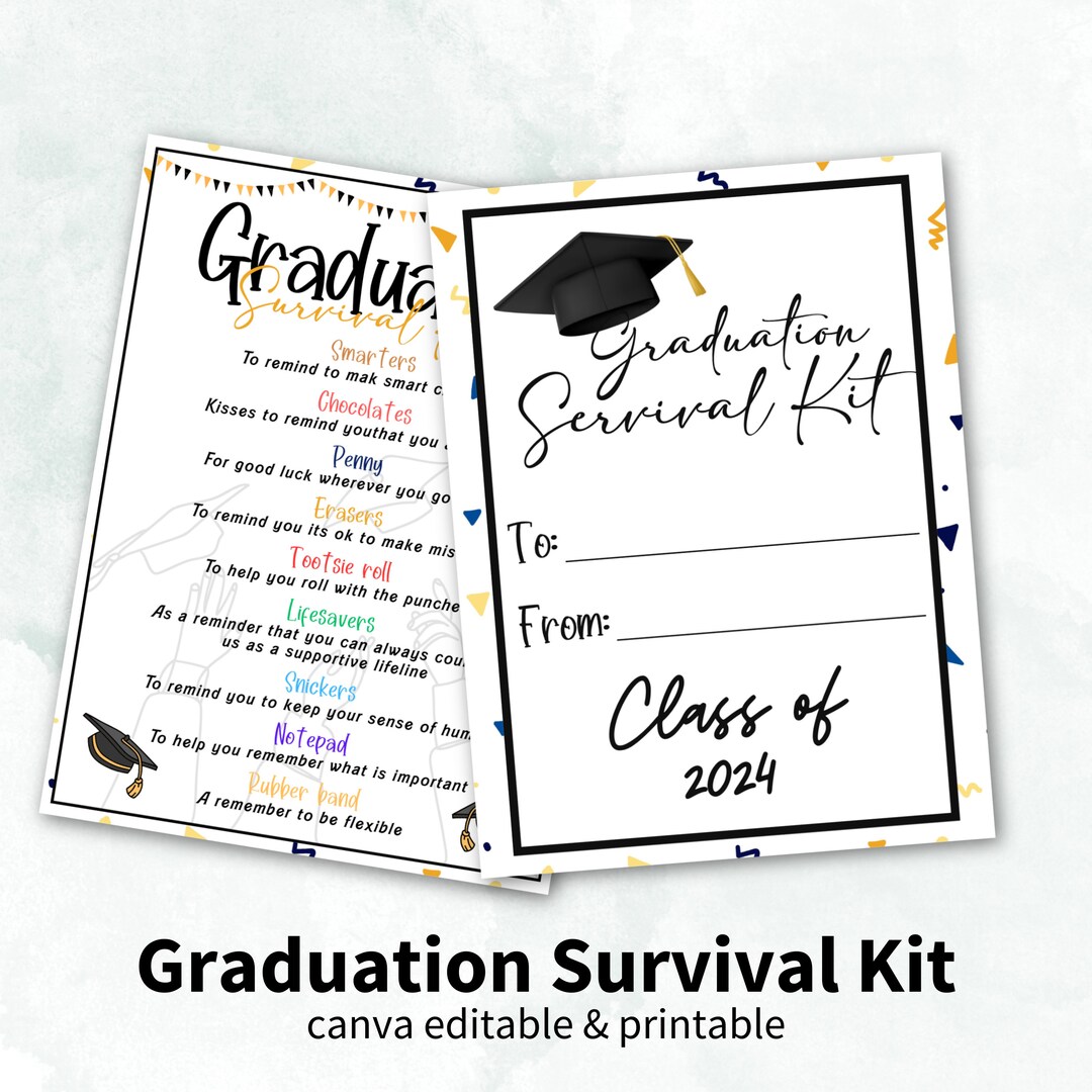 EDITABLE Graduation Survival Kit, After Graduation Survival Kit ...