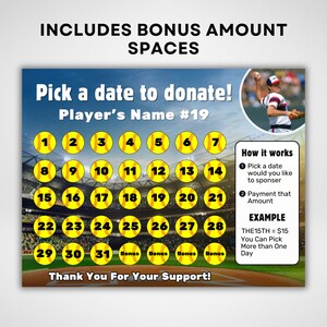 Softball Pick a Date to Donate, INSTANT DOWNLOAD, Fundraiser, Pay the ...
