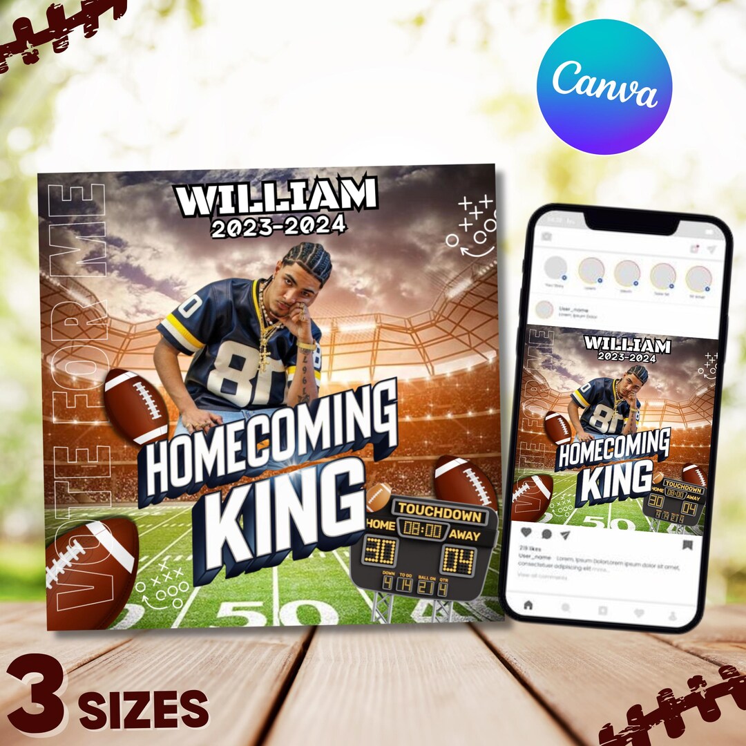 Homecoming Posters Canva Template, Diy Vote Homecoming King Flyer ...
