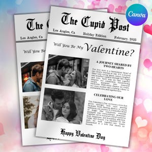 Valentines Cupid Post Newspaper, Custom Newspaper Template, Will You Be ...