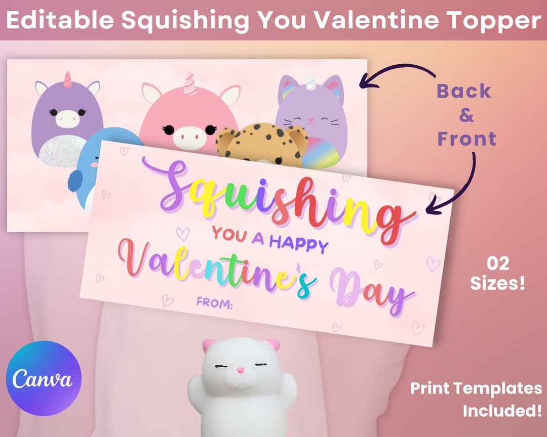 Squishing You Happy Valentine Topper, Class Valentine Treat Topper ...