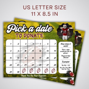 Football Fundraising Calendar, Pick a Date Donation Football Calendar ...