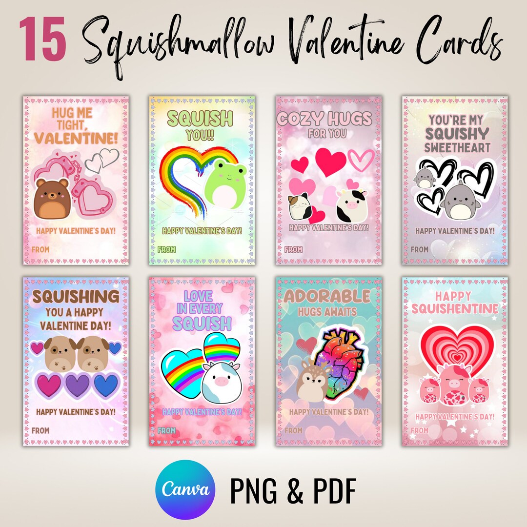 15 Squishmallow Valentine Cards, Squishy Valentine Cards, Squishmallow ...