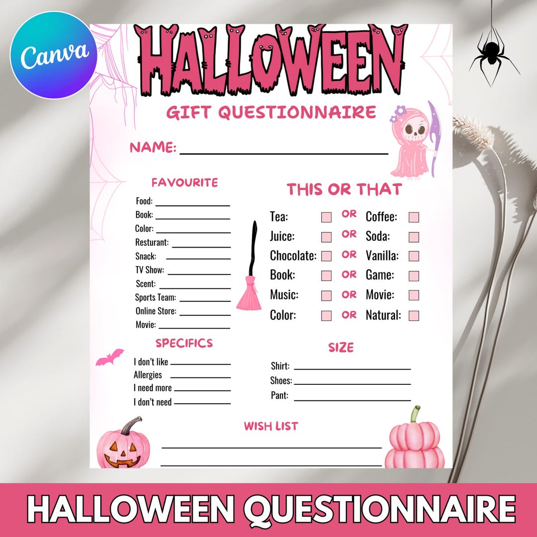 Editable Halloween Gift Exchange Questionnaire, Printable You’ve Been ...