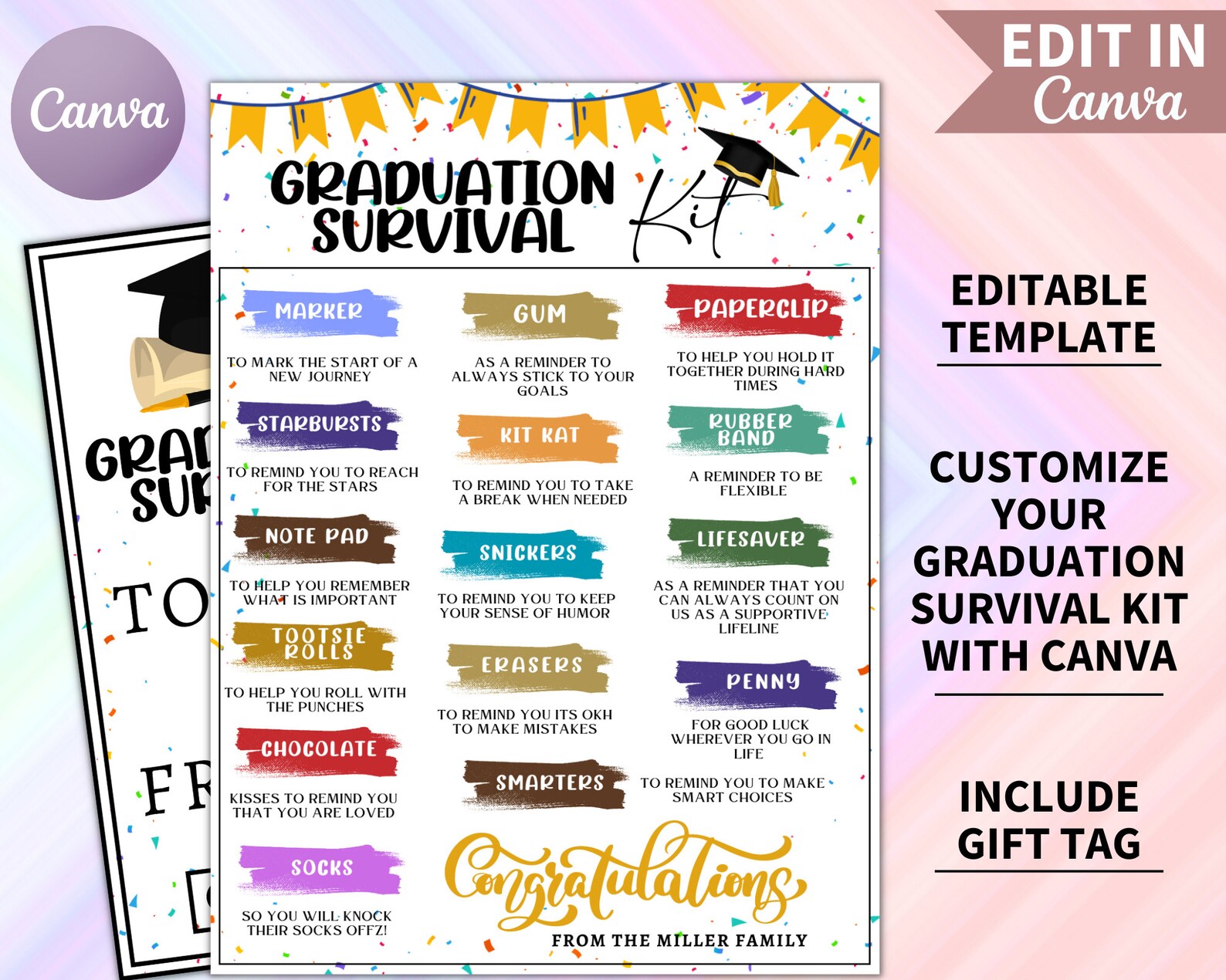 EDITABLE Graduation Survival Kit, After Graduation Survival Kit ...