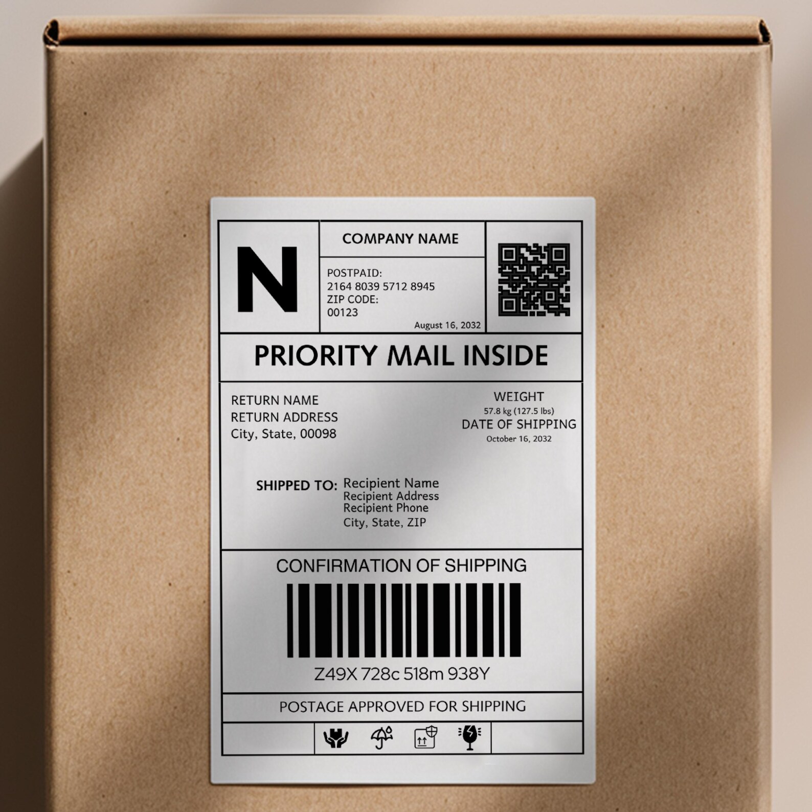 Fake Shipping Label Template, Shipping Label Template, Mail Shipping ...