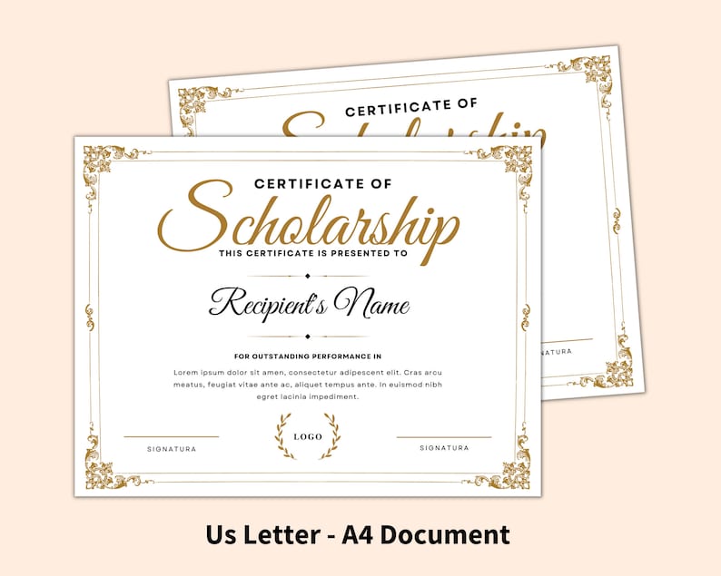 Editable Scholarship Certificate Template, Scholarship Award ...