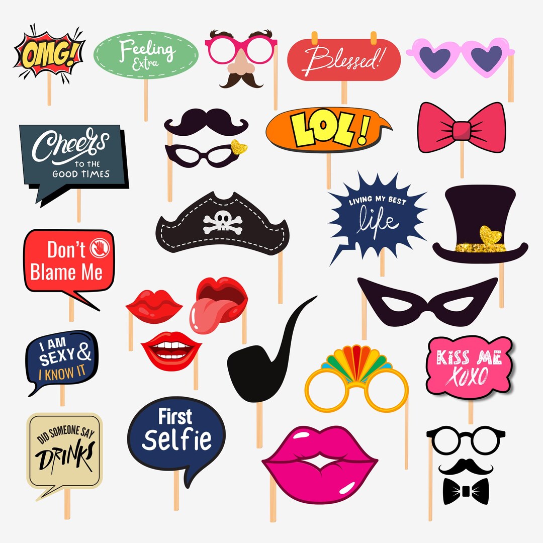 360 Photo Booth Props, Printable Party Photo Booth Props, Funny Photo ...