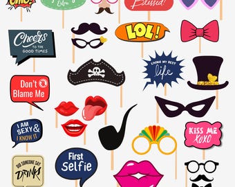 360 Photo Booth Props, Printable Party Photo Booth Props, Funny Photo ...
