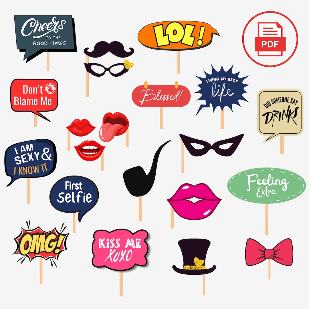 360 Photo Booth Props, Printable Party Photo Booth Props, Funny Photo ...