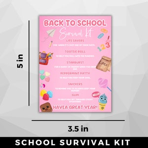EDITABLE Back to School Survival Kit Gift Tags | Back to School Student ...