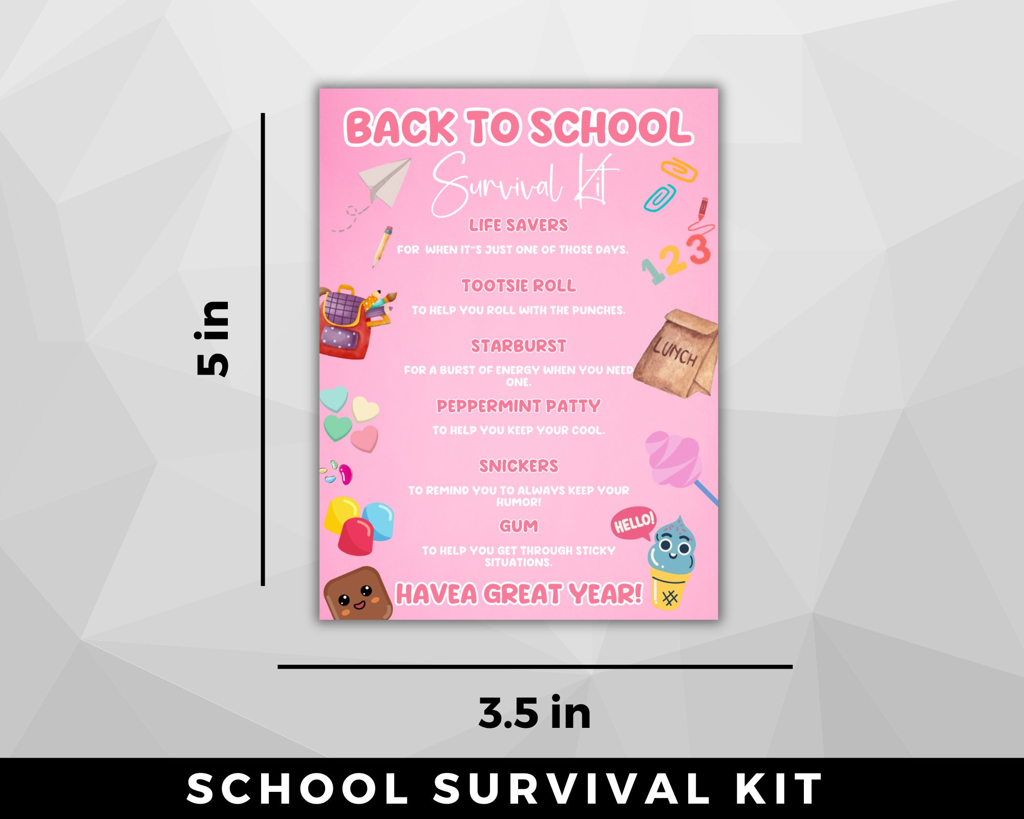 EDITABLE Back to School Survival Kit Gift Tags Back to - Etsy