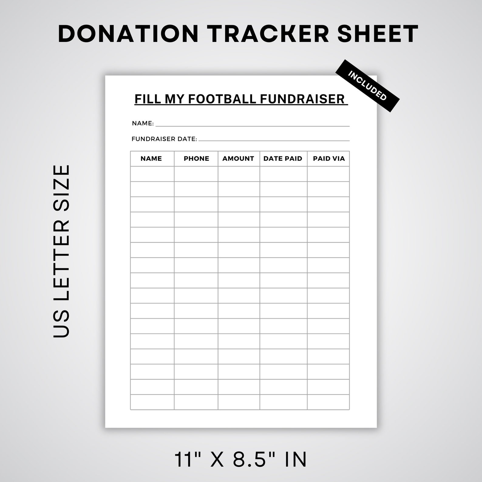 EDITABLE FOOTBALL Fill in Fundraiser Template Football Fill & Fund ...