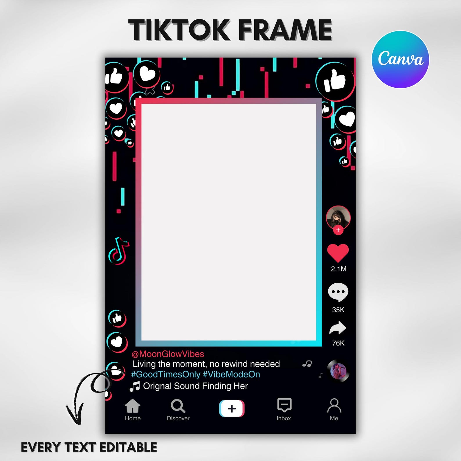 TIKTOK Selfie Frame Template, Social Media Photo Frame, Tiktok Photo ...