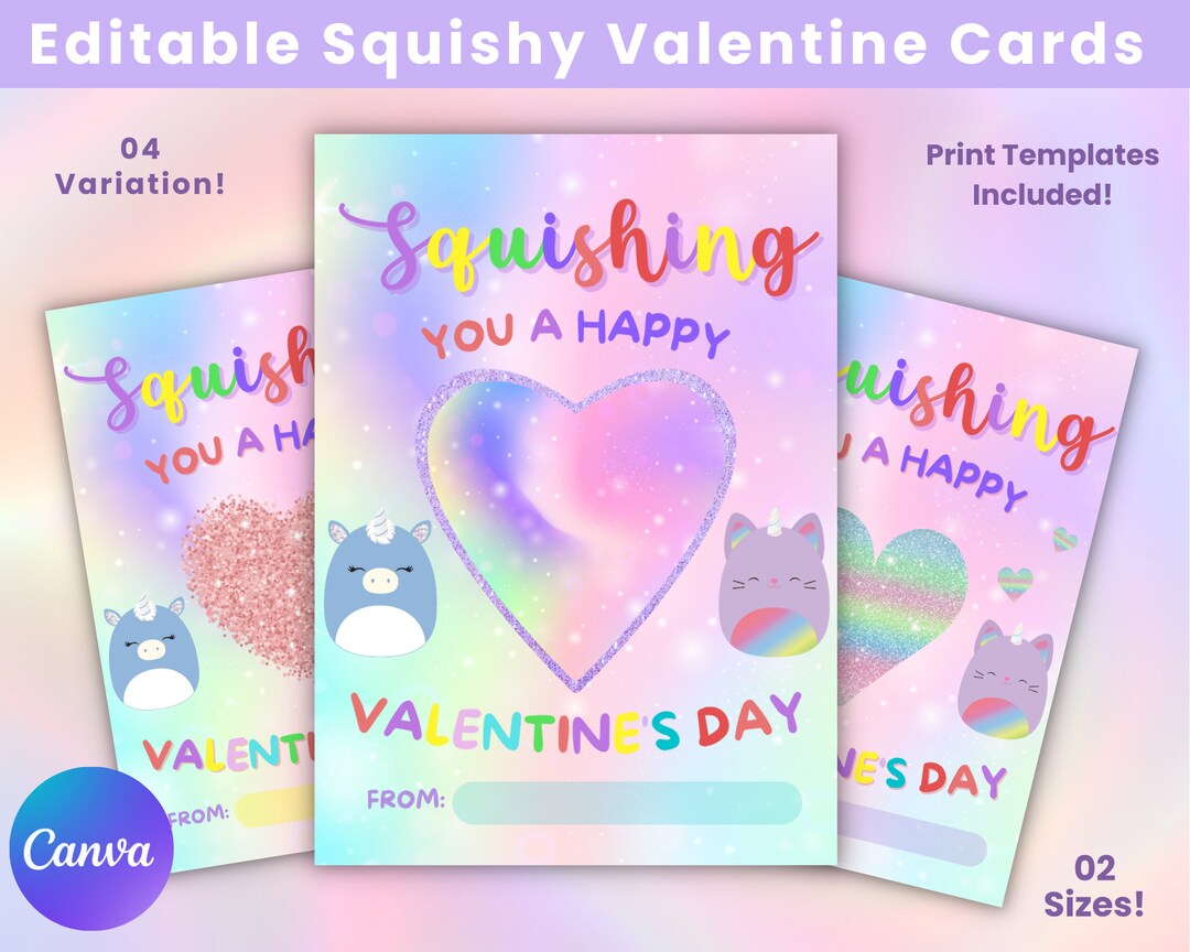 Squishy Valentine Cards, Squish Valentine Printable, Valentine Gift Tag ...