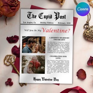 Valentines Cupid Post Newspaper, Custom Newspaper Template, Will You Be ...