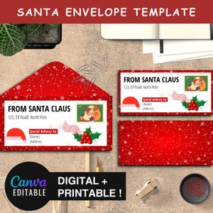 Editable Santa Envelope Template, Letter From Santa Envelope Template ...