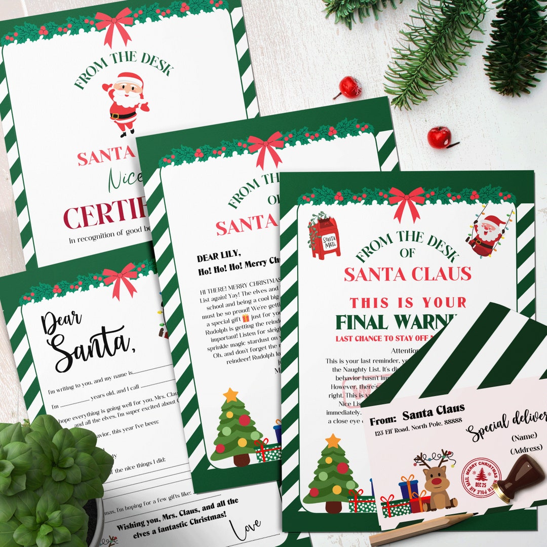 Official Letter From Santa Claus Nice List Certificate Bundle ...