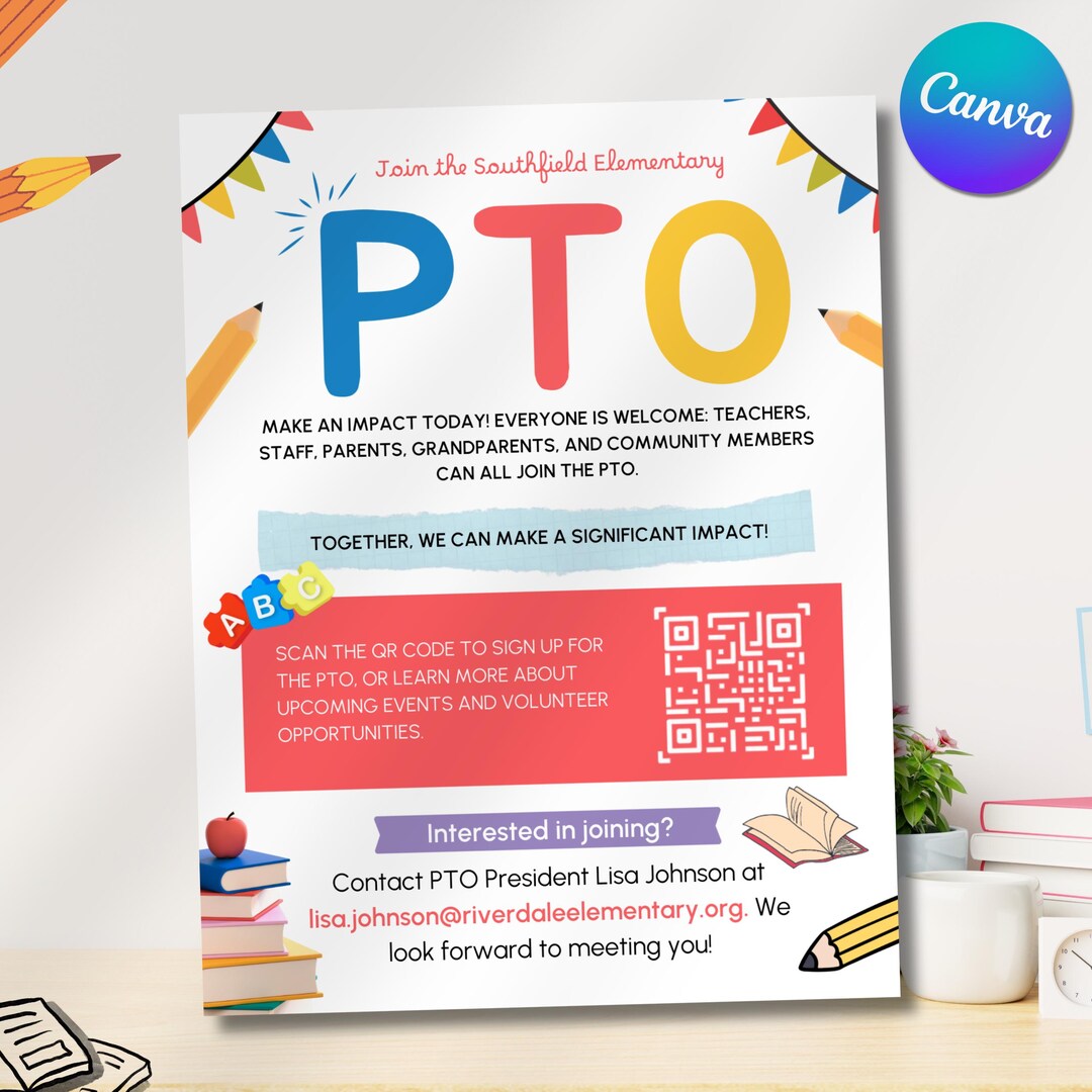 Join the PTA or PTO Flyer, Editable Pta or Pto Flyer Template With QR ...