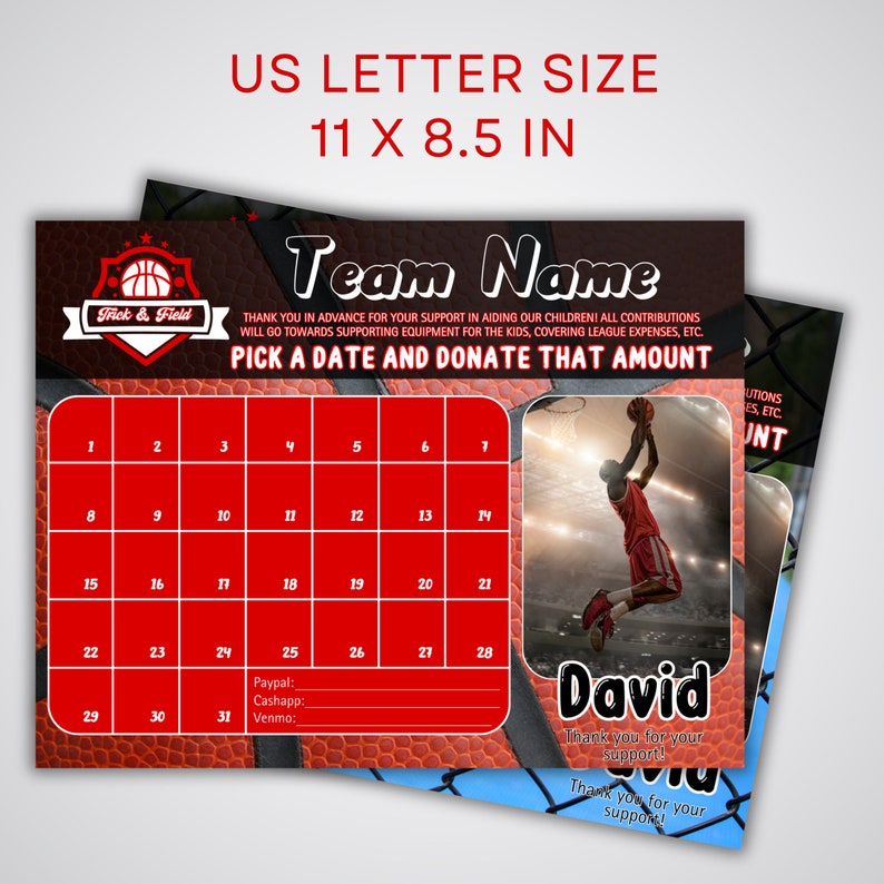 Editable Track and Field Football Fundraiser Calendar Pick a Date ...