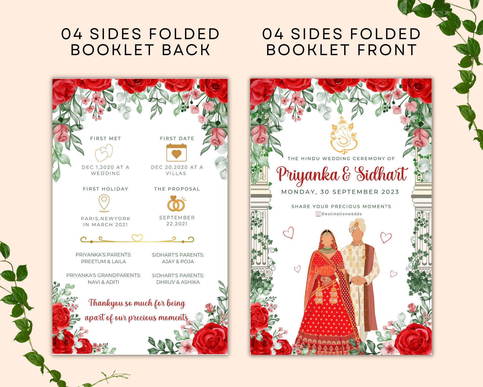 Indian Wedding Invitation Hindu Ceremony Program & Indian - Etsy