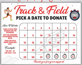 Editable Track and Field Football Fundraiser Calendar, Fill My Track ...