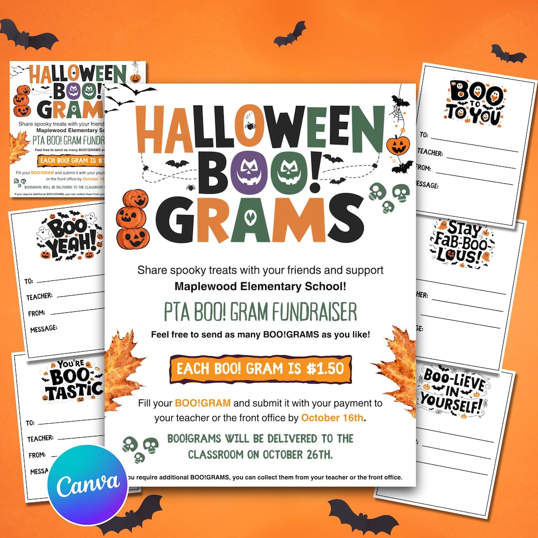 Editable Boo Grams Canva Template, Boo Grams Fundraising Kit, Editable ...