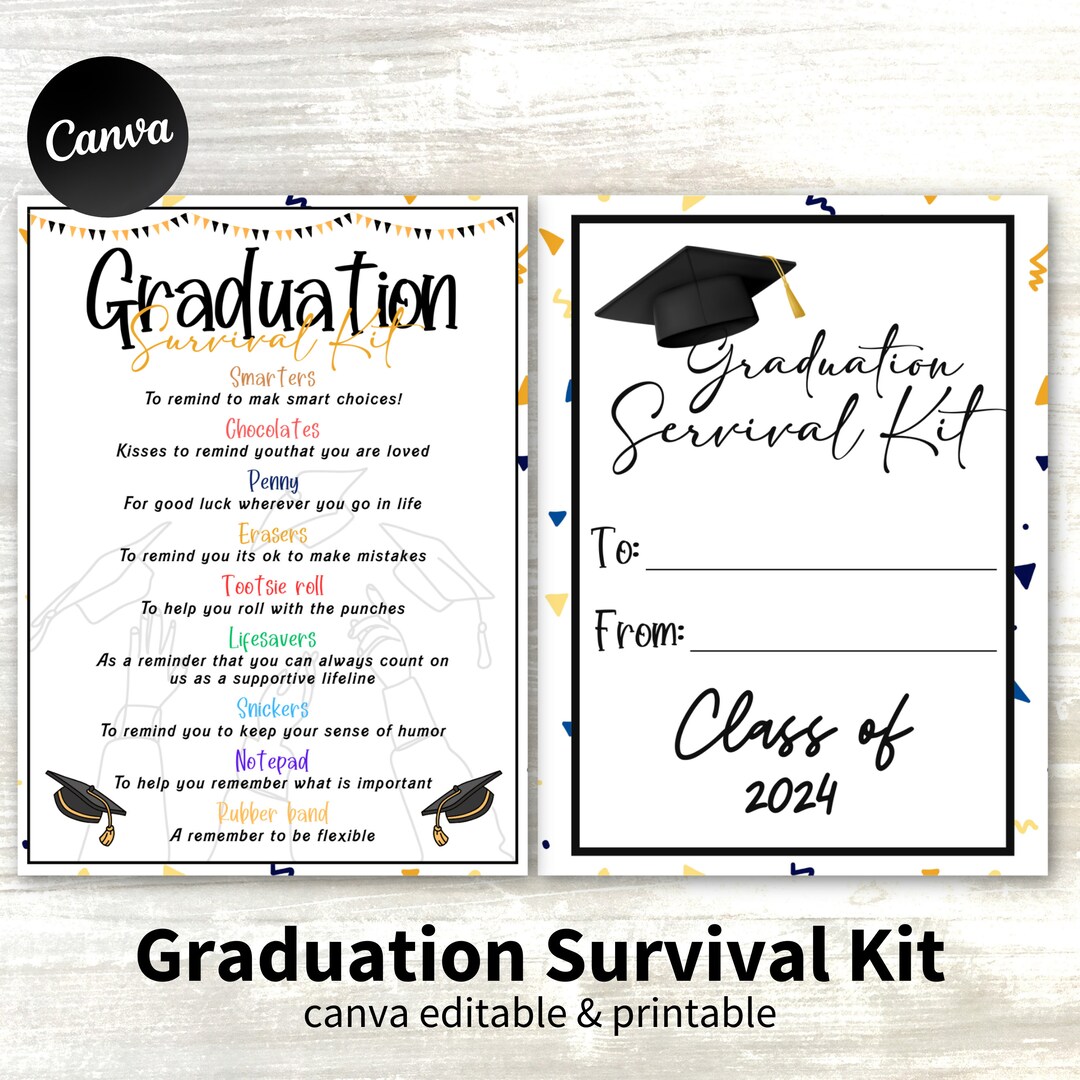 EDITABLE Graduation Survival Kit, After Graduation Survival Kit ...