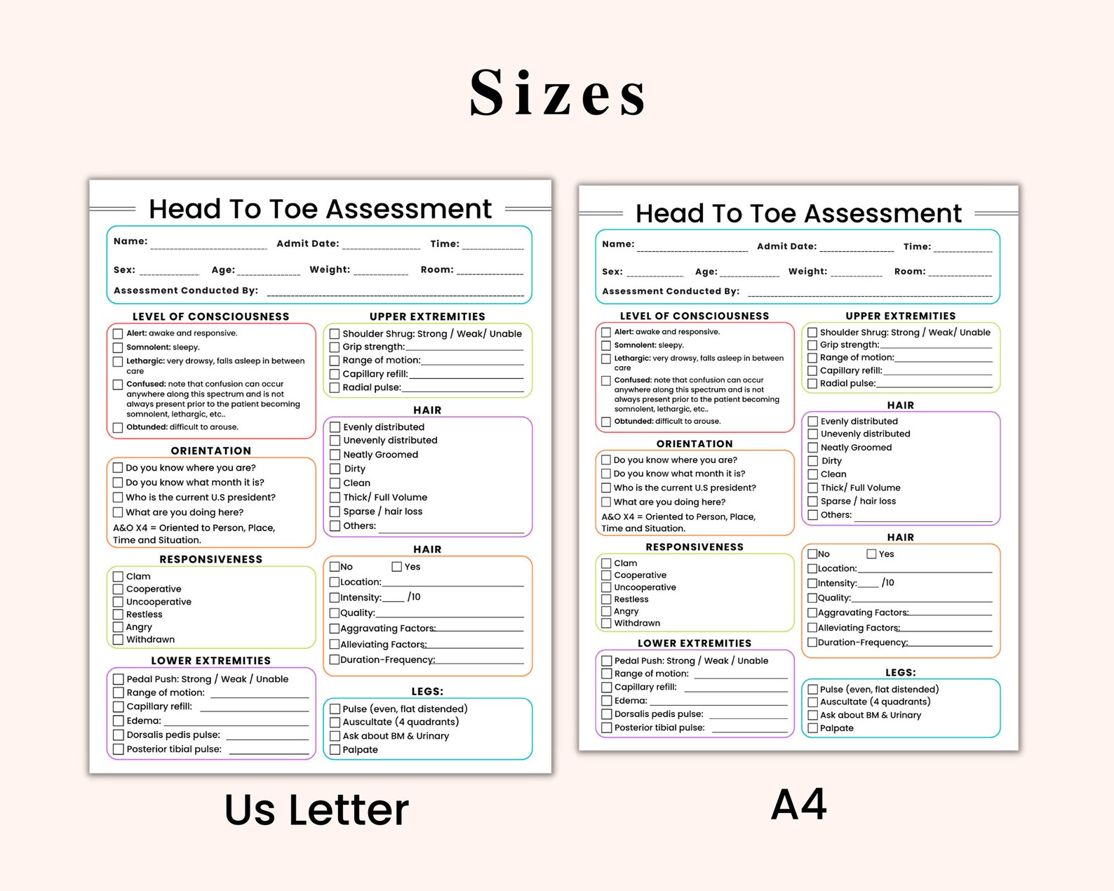Head to Toe Assessment Nursing Template Nursing Guide - Etsy Canada