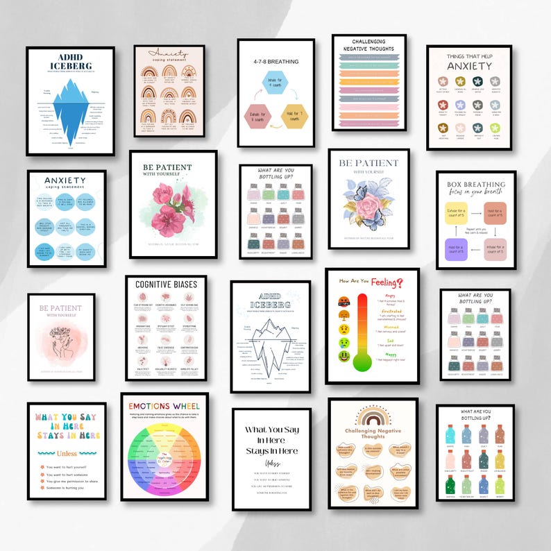 Mental Health Bundle, 200+ Wall Art Prints for Therapy Office Decor ...