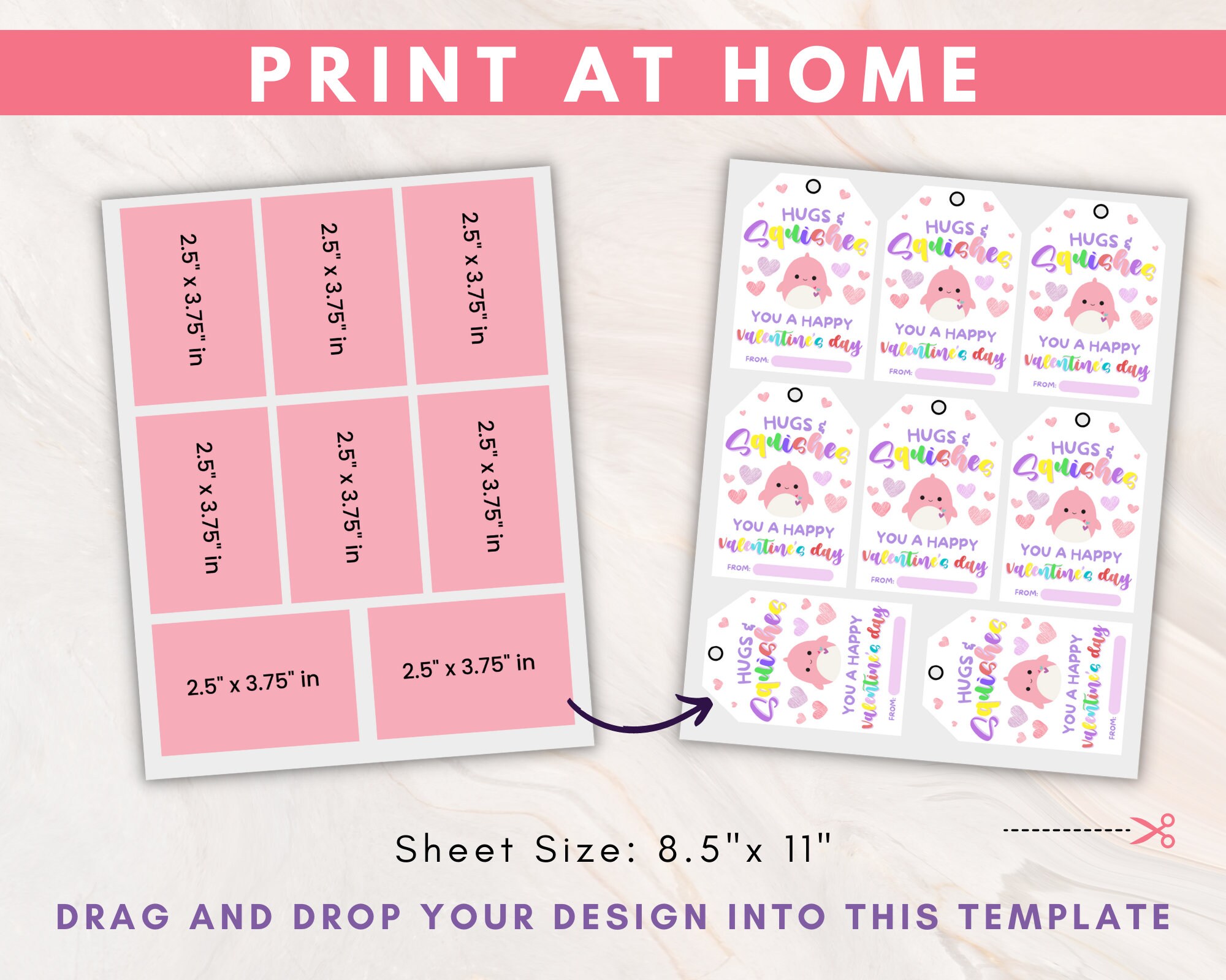 Squishy Valentine Tags Squishing You Valentine Hugs and - Etsy