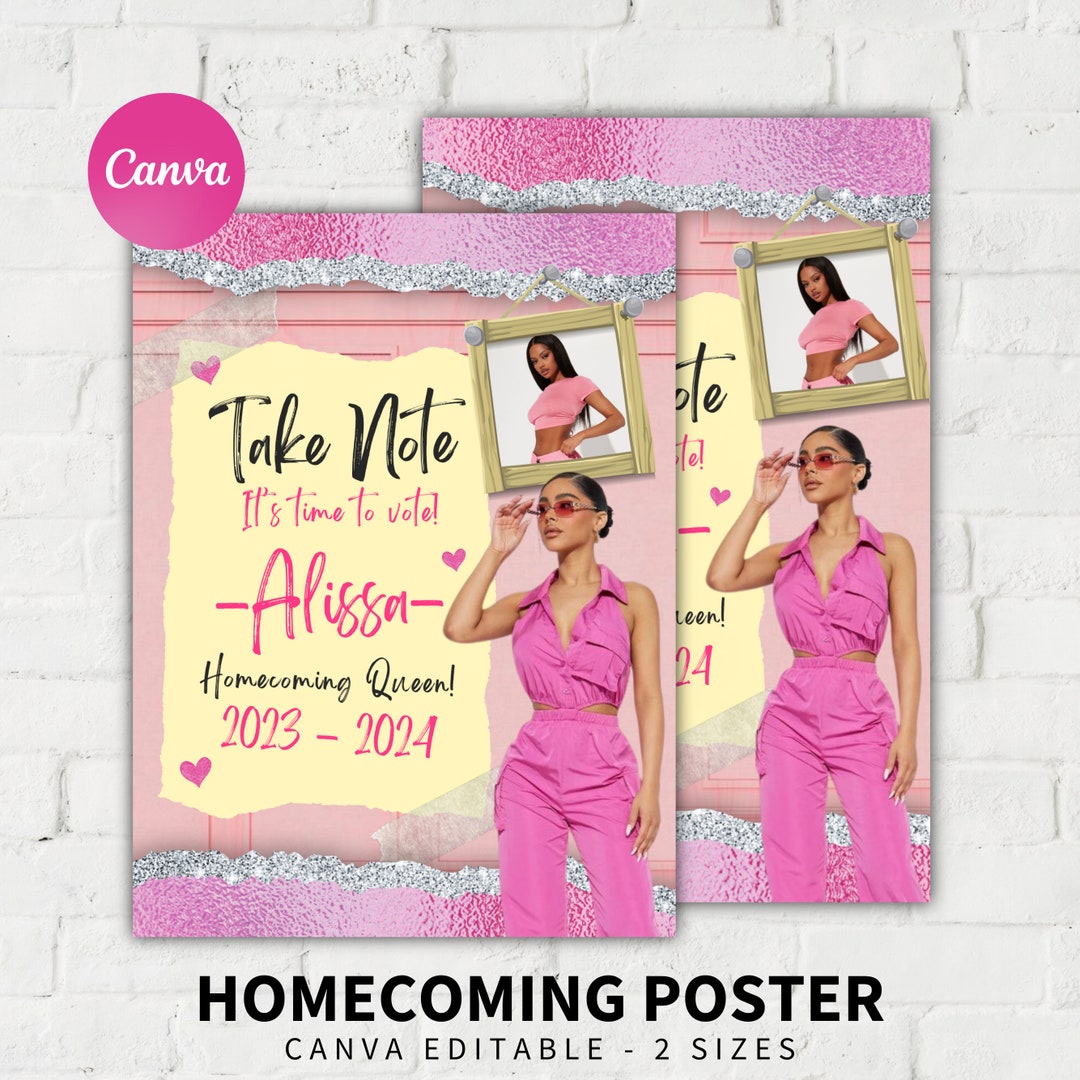 Editable Homecoming Poster, Take a Note and Vote for Me Homecoming ...
