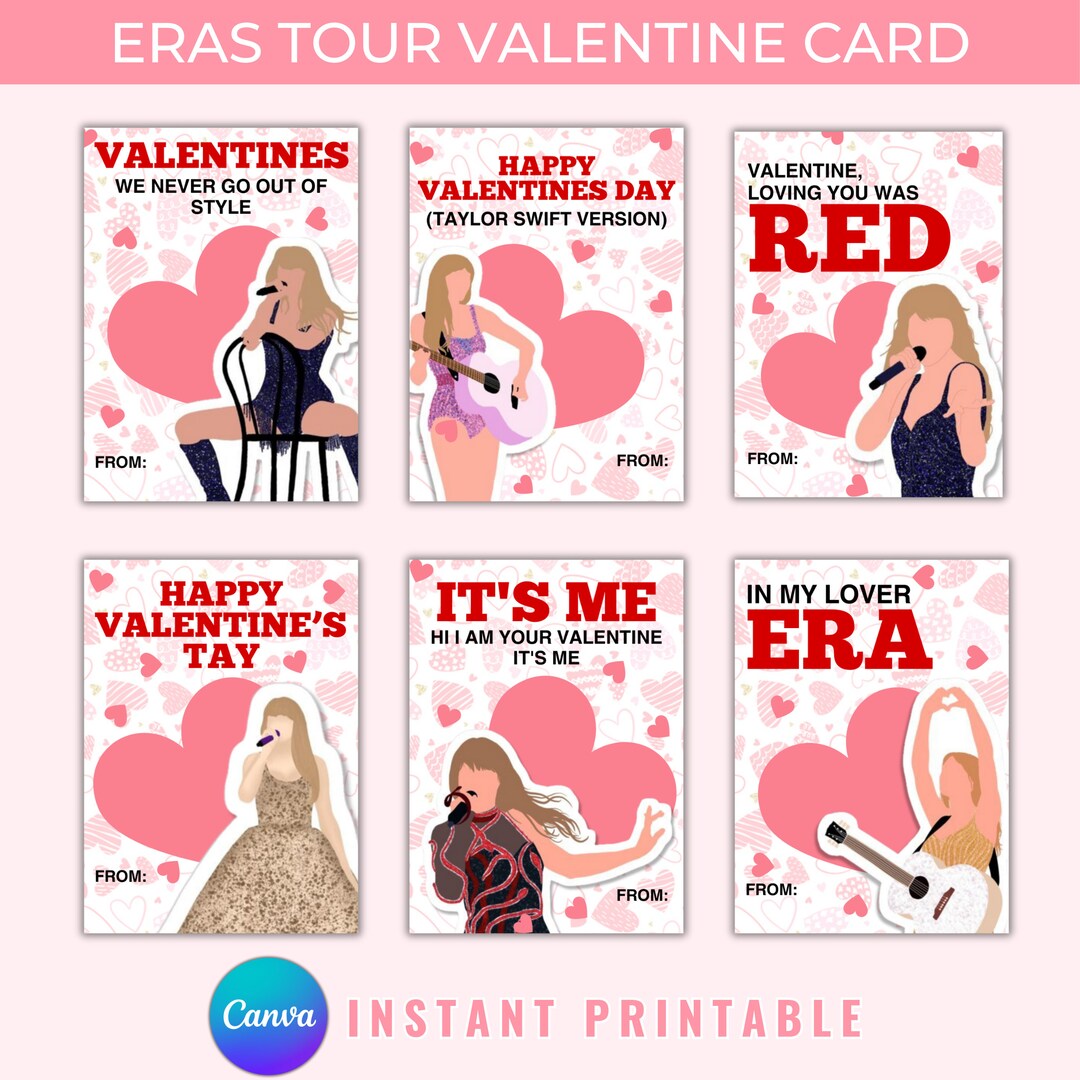 The Eras Tour Valentine's Day Cards Valentines Day Tag Printable Trendy ...