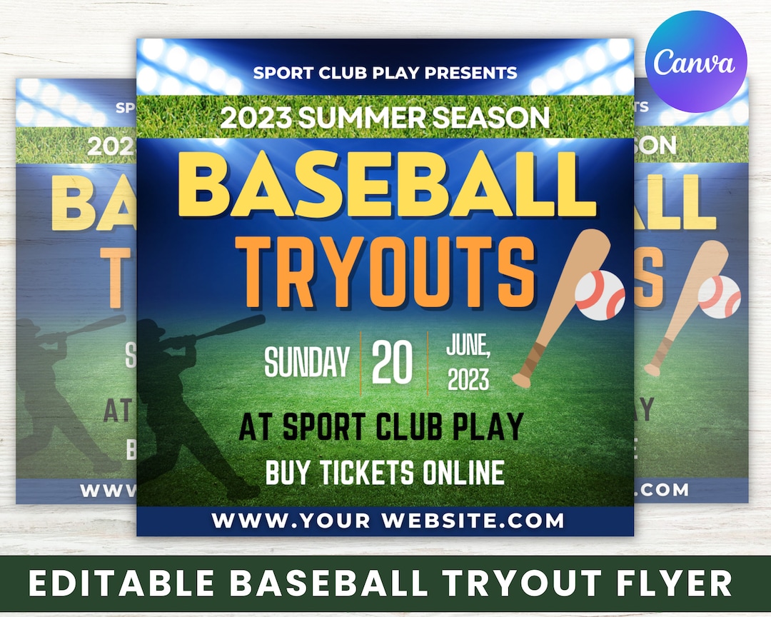 Baseball Tryouts Flyer, Instagram Template, Baseball Flyer, Tee Ball ...