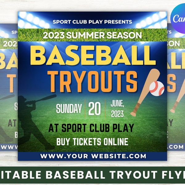 Baseball Tryout Flyer Template - Etsy