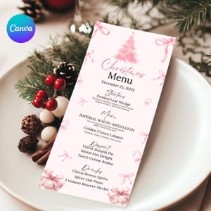 Christmas Dinner Menu Card Template, Xmas Food Menu Card, Editable ...