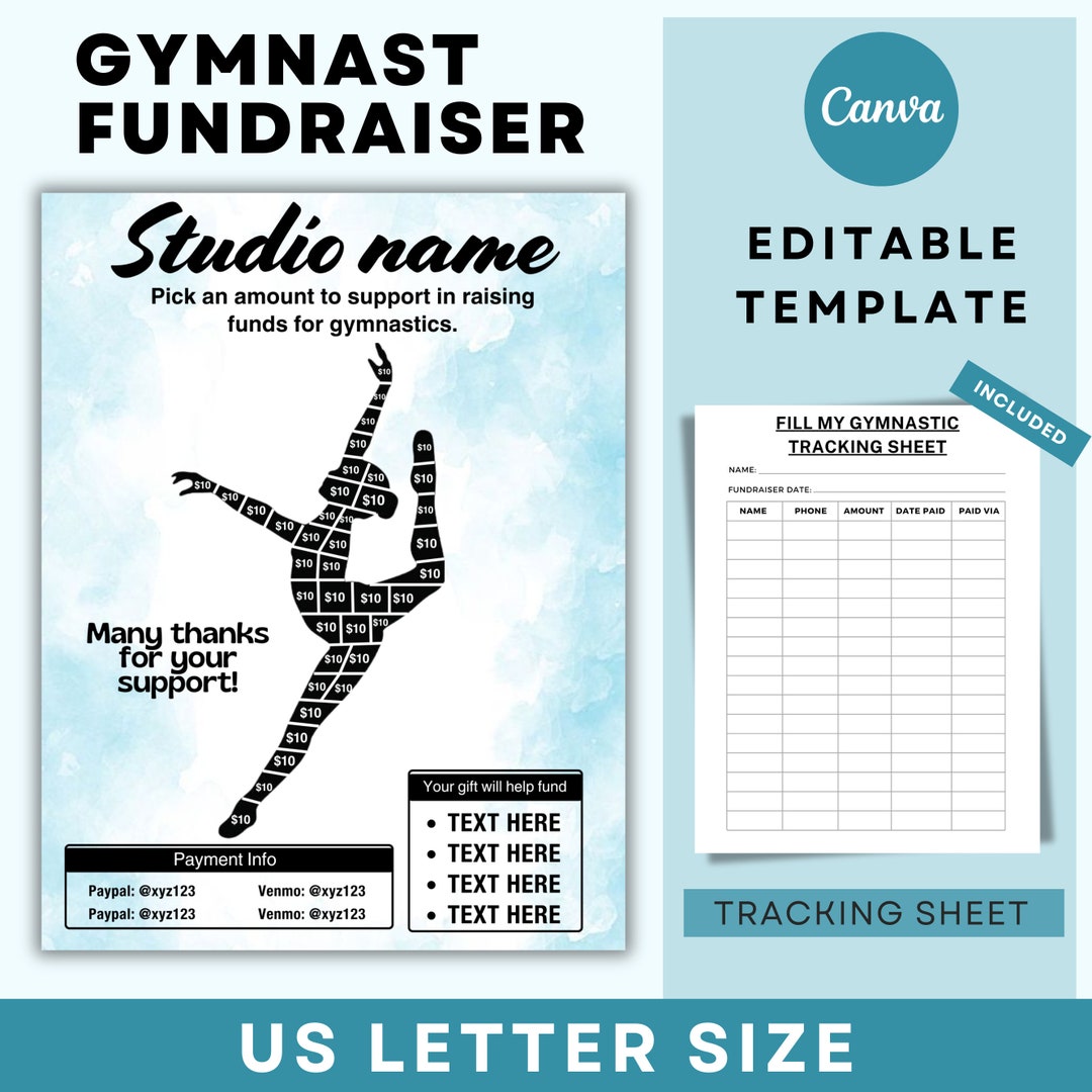 Editable Gymnastic Fundraiser Canva Template, Pick A Date to Donate My ...