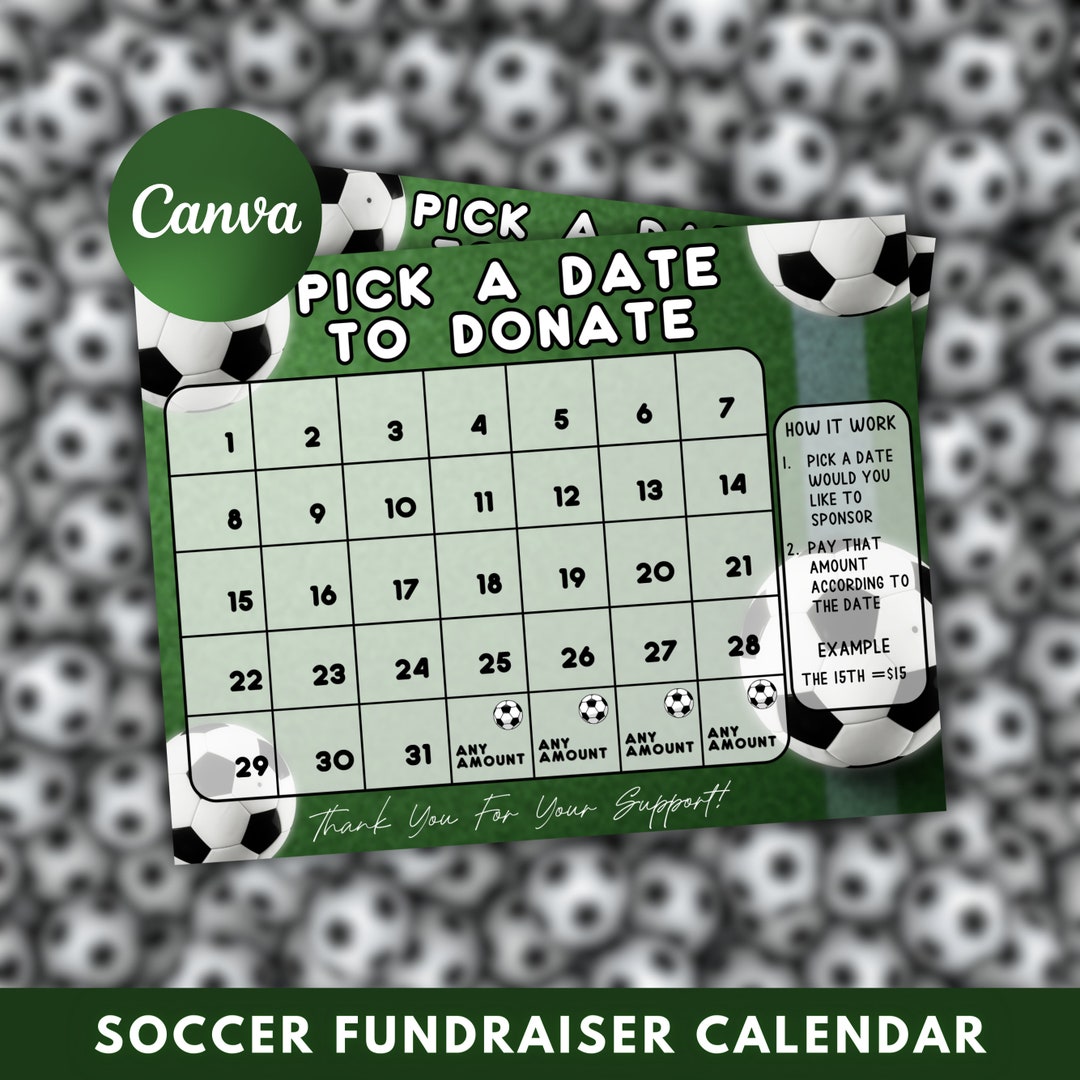 Editable Soccer Calendar Fundraiser Template, Clear the Board ...