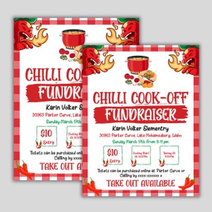 Chili Cookoff Fundraiser Flyer, Chili Cook off Party Fundraiser ...