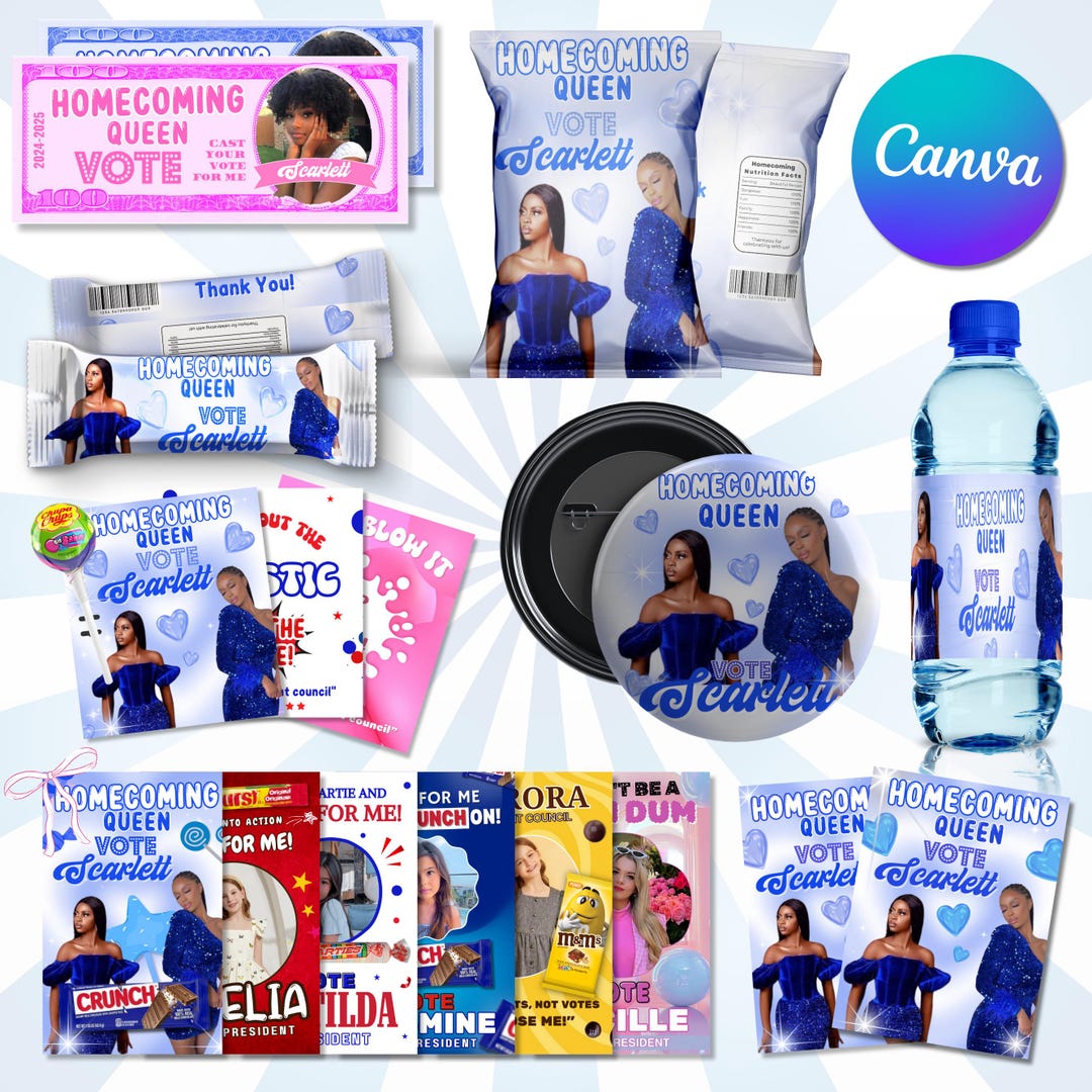 Homecoming Campaign Treat Bundle, Editable Vote for Queen Election ...