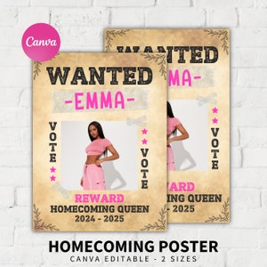 Editable Wanted Poster Homecoming Queen, Homecoming Poster, Homecoming ...