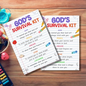 God Survival Kit, Editable Back to School Gift Tag, Christian School ...