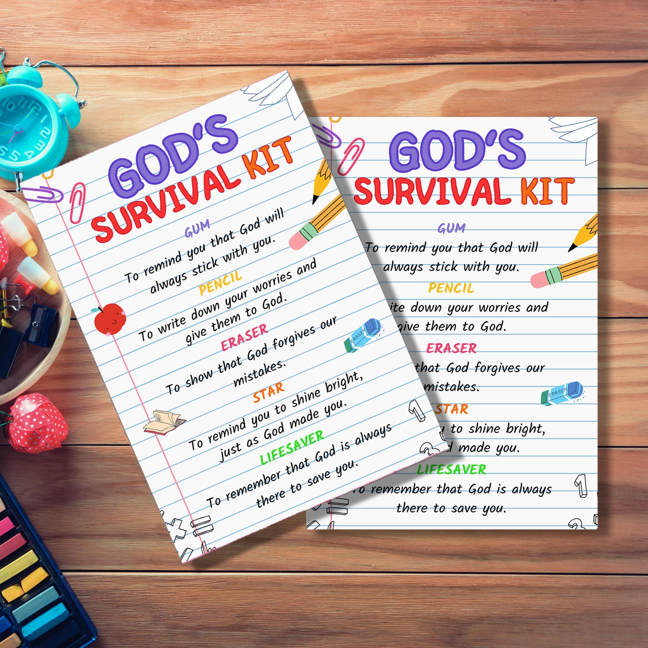 God Survival Kit, Editable Back to School Gift Tag, Christian School ...
