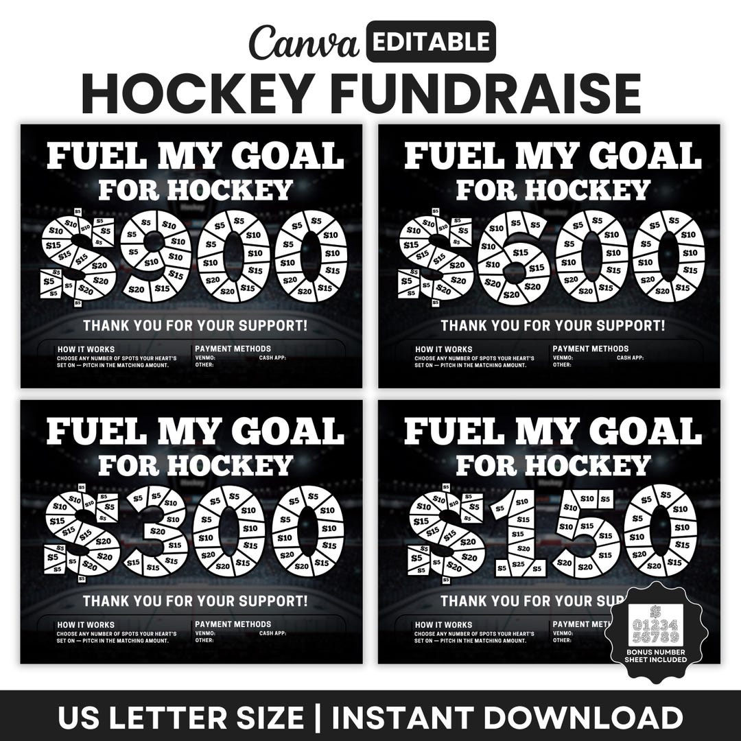 Editable Hockey Fundraiser Canva Template, Hockey Fundraiser Calendar ...