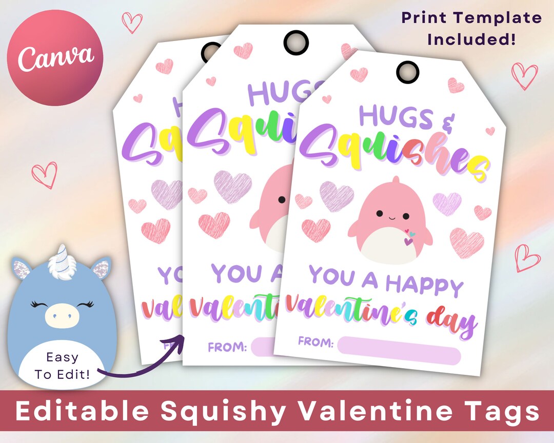Squishy Valentine Tags, Squishing You Valentine, Hugs and Squishies ...