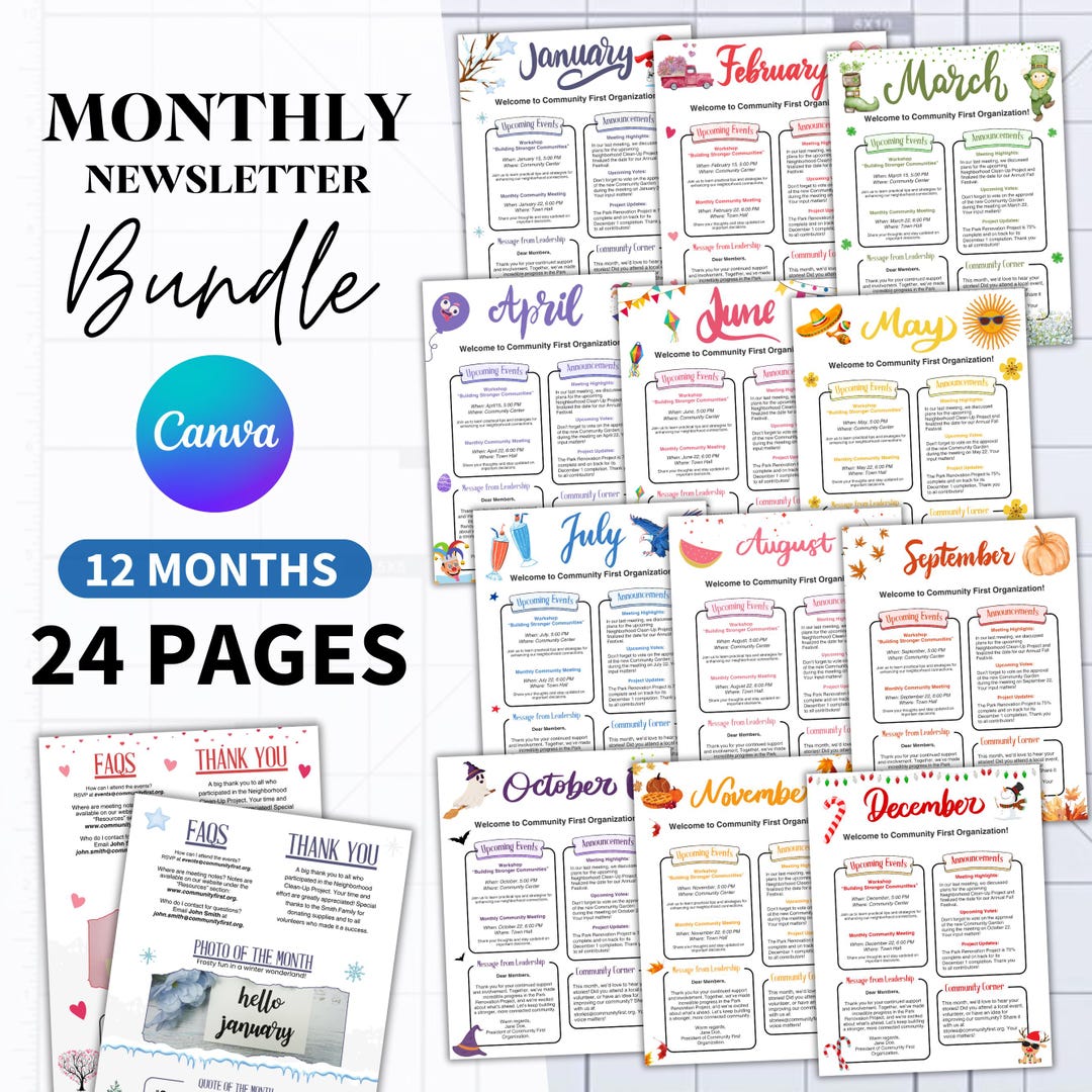 Monthly Newsletter Bundle, Monthly Newsletter for Care Homes, HOA ...
